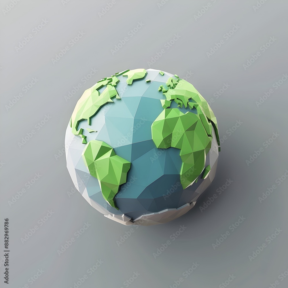 3d vector icon of earth globe with green and blue color, polygonal ...