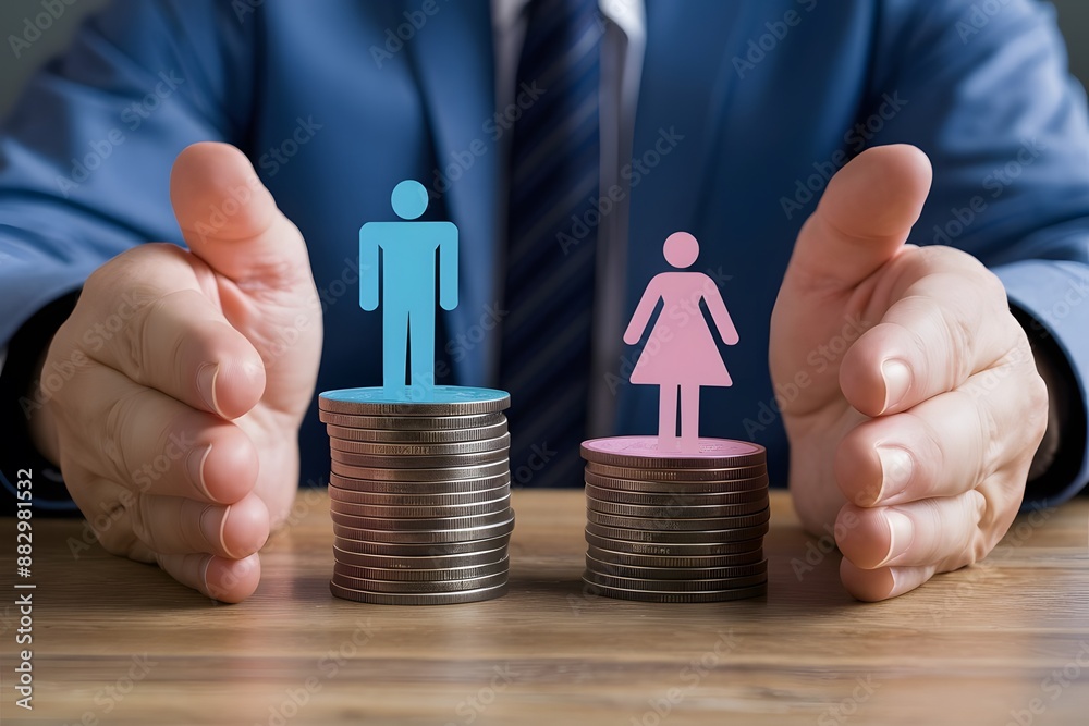 Visual Representation of Gender Pay Disparity: Male and Female Figures ...