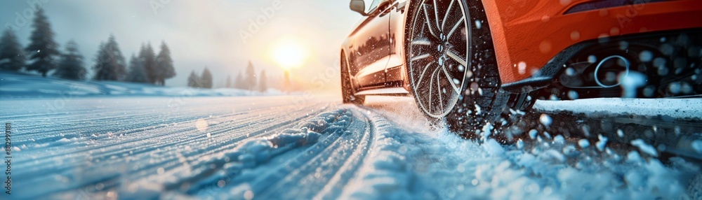 Sliding Car on Ice, A car sliding uncontrollably on ice, symbolizing ...