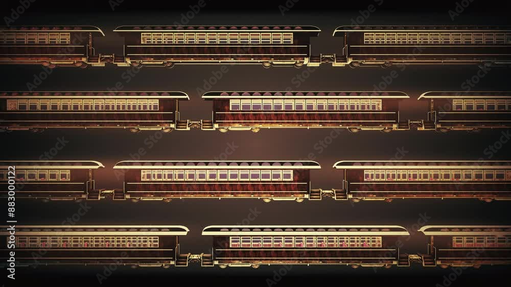 Animated train wagons are moving side to side in the virtual background ...