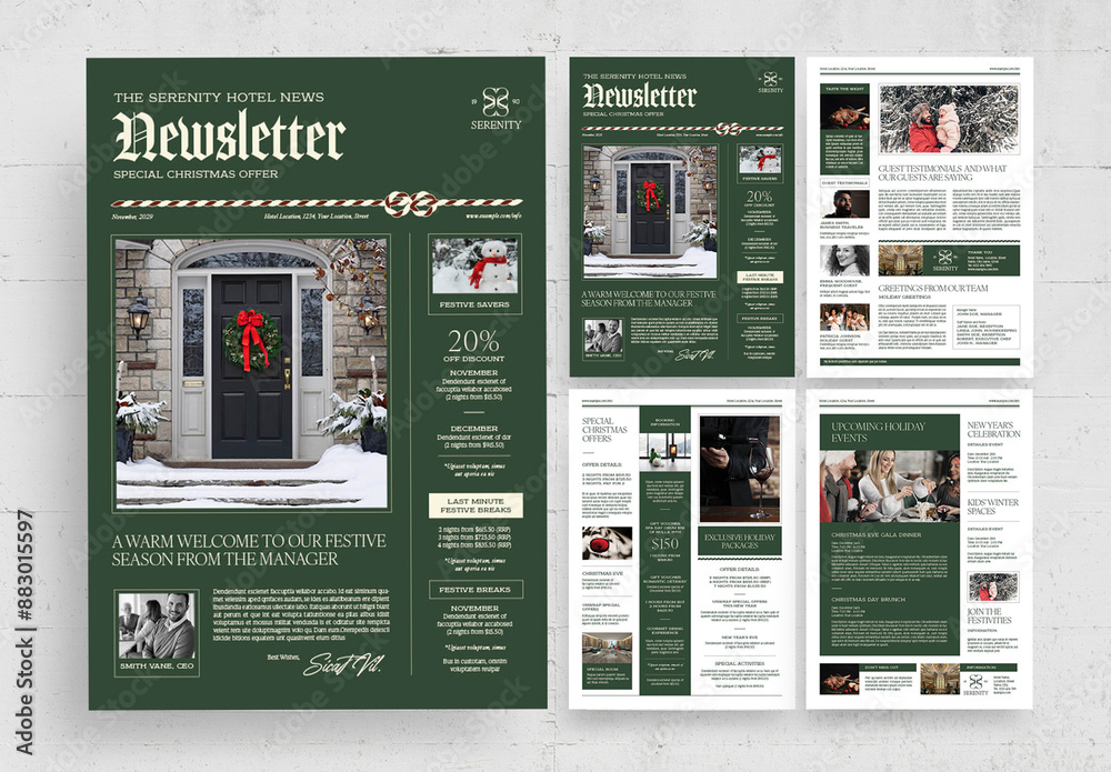 Christmas Newsletter Stock Template | Adobe Stock