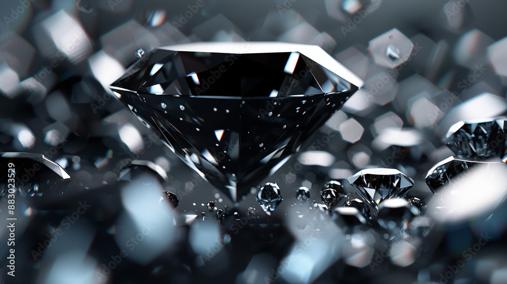 Sparkling diamond, a timeless symbol of luxury, reflects light on a ...