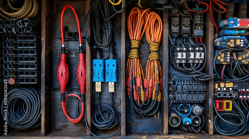 Top view of telecommunications equipment including a cable management ...