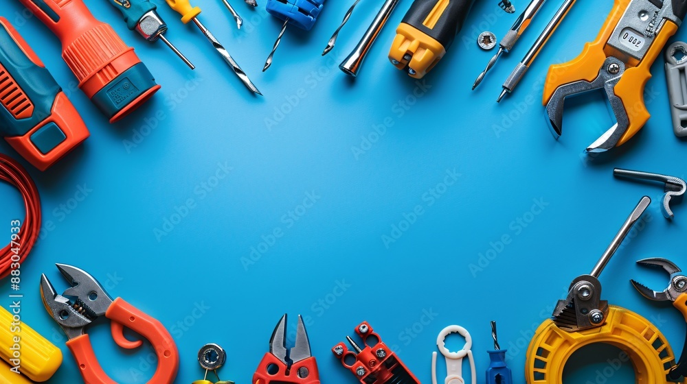 Neatly organized electrical tools including a wire cutter voltage ...