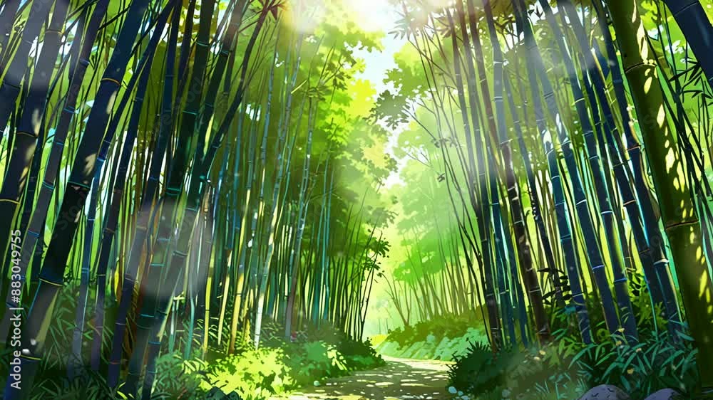 bamboo forest landscape with sunlight filtering through the leaves, 4K ...