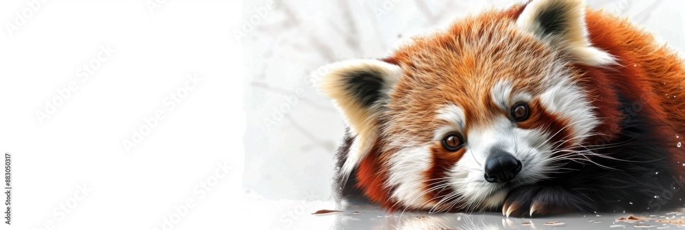 International Red Panda Day. Horizontal banner. Red panda on a white ...