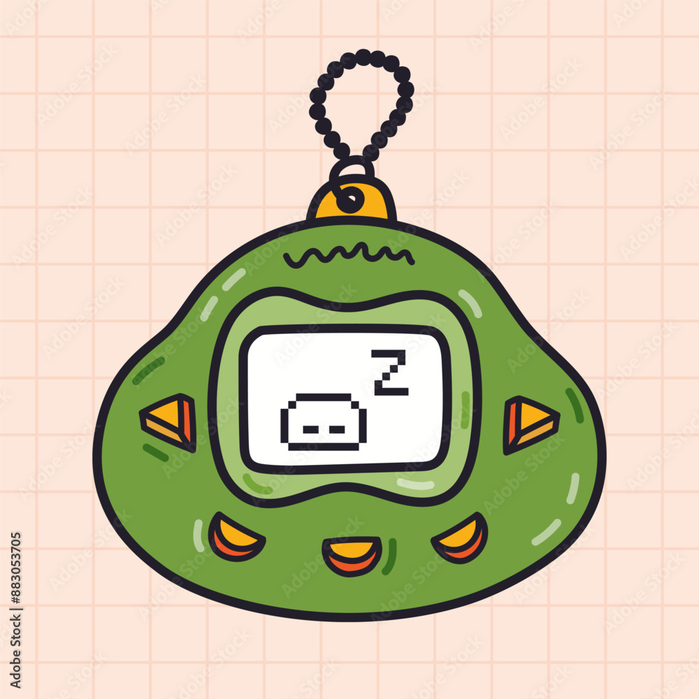 Groovy doodle of Tamagotchi toy from Y2k aesthetic. Retro kids Japanese ...