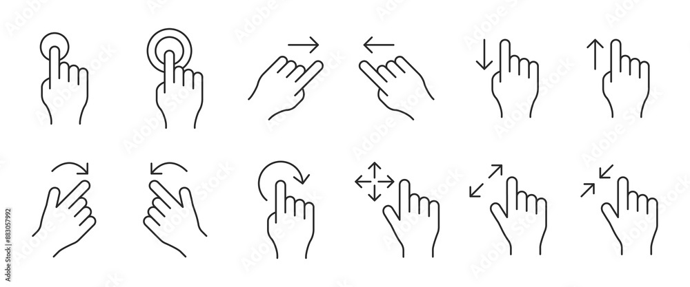 Phone hand gestures. Hand gesture for touchscreen devices, slide touch ...