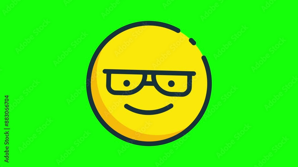 2D emoji smiling face with sunglasses animated icon. 4K animated icon ...
