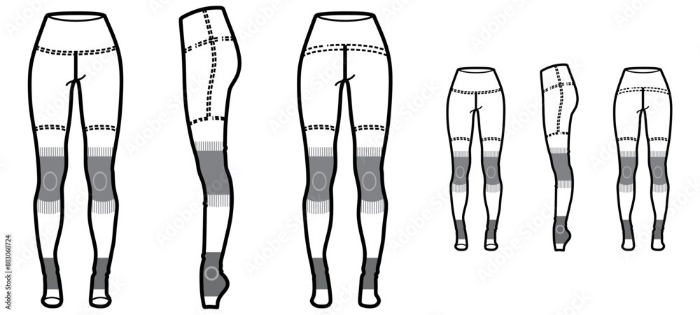 Sports running tights leggings Pants design flat sketch vector ...