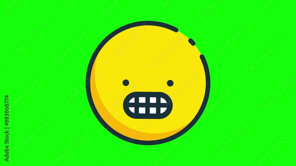 2D emoji grimacing face animated icon. 4K animated icon on green screen ...