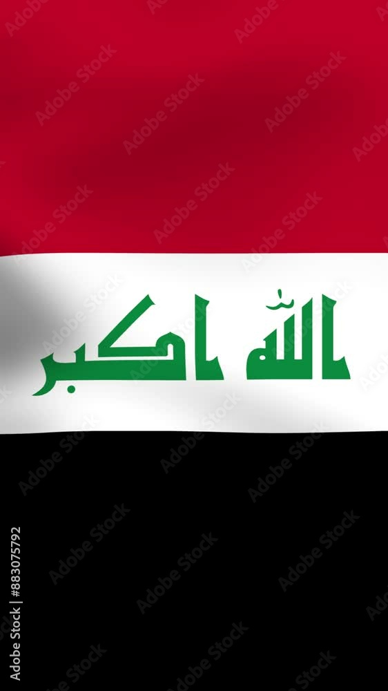 Vertical, portrait, video waving national flag of Iraq. Smooth ...