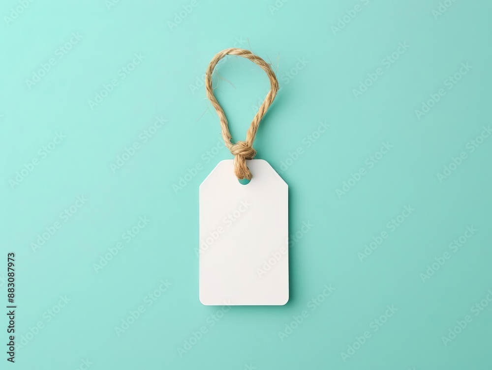 Blank mock up of a circular tag attached to a product, clean background ...