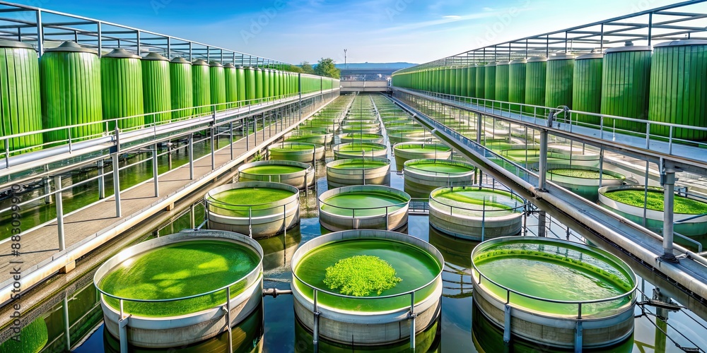Algae farm producing bio fuel as a sustainable energy source , Algae ...