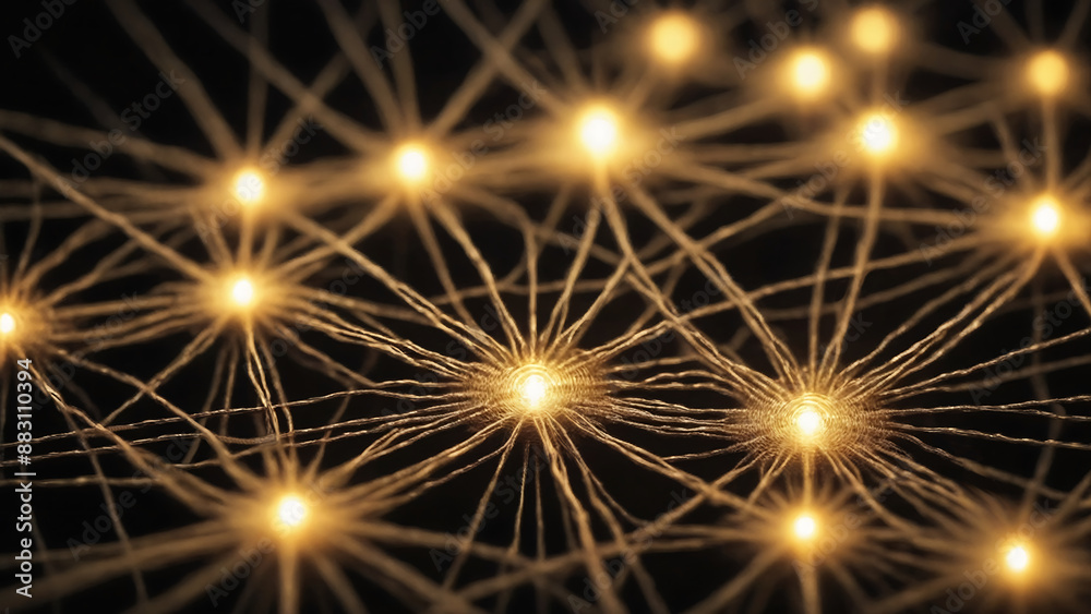 Conceptual glowing network wire background, energy, web, cybernetic ...