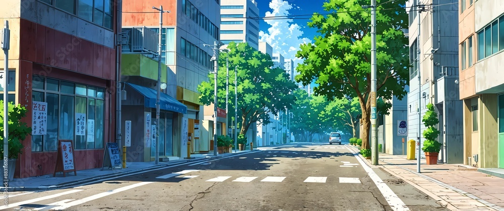 typical road street in tokyo anime cartoon illustration art design ...