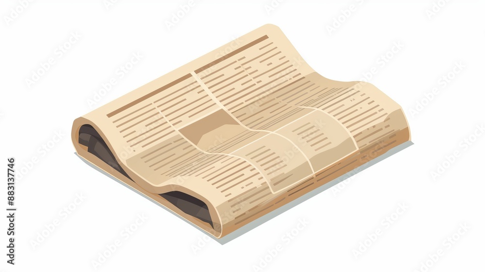 A top view of a folded newspaper lying on a flat surface, showcasing a ...