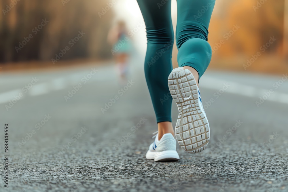 Runners backside as they take on a marathon race, taskoriented and ...