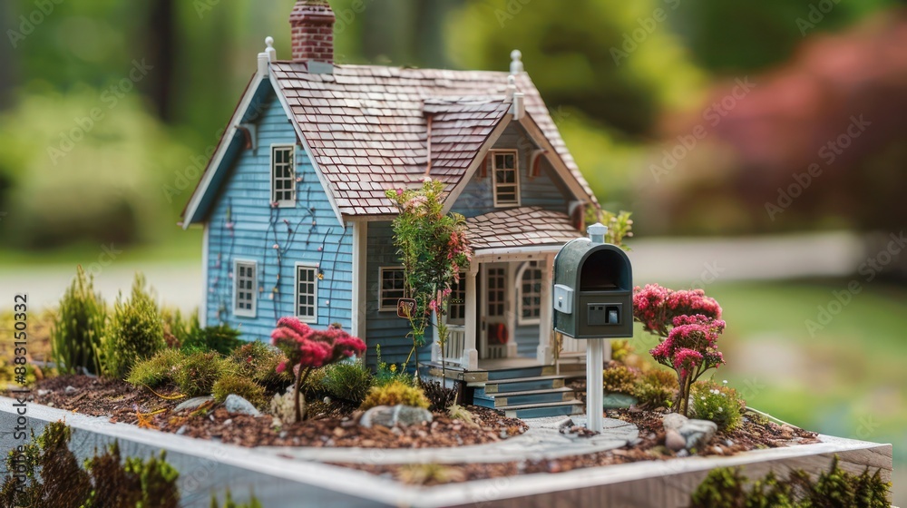 Suburban Cape Cod home with a custom-designed mailbox that resembles a ...