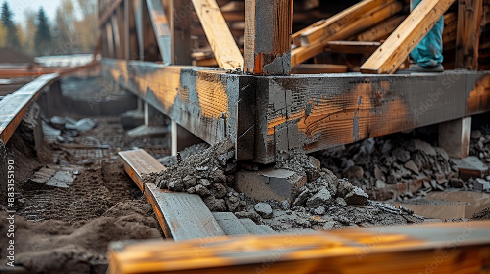 Pictures of structural engineering work, adjustments, filling and ...