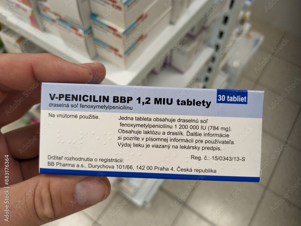 Prague, Czech Republic - July 10 2024: V-PENICILIN BBP box of ...