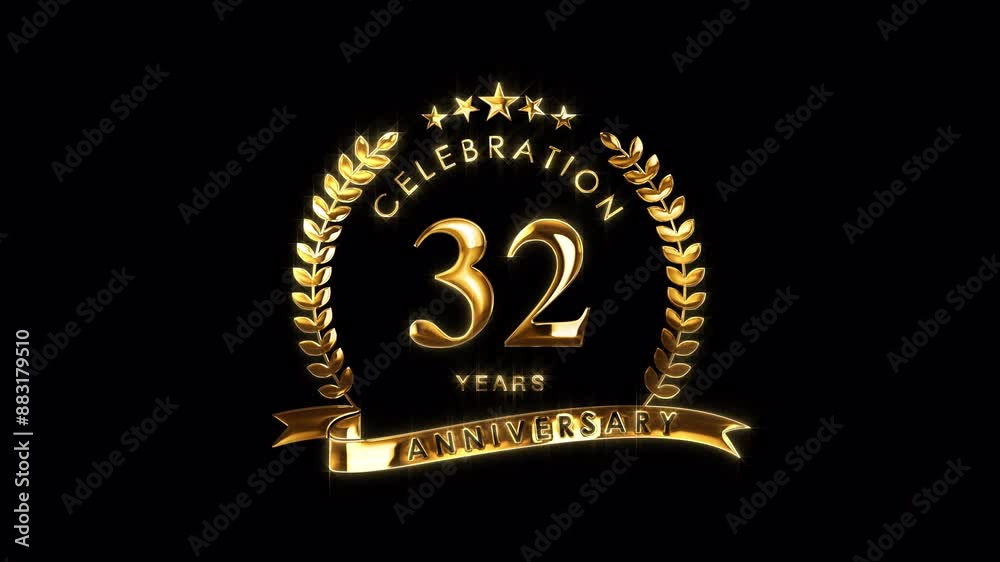 Luxurious 32nd Anniversary Celebration. Golden 32 Years Anniversary ...