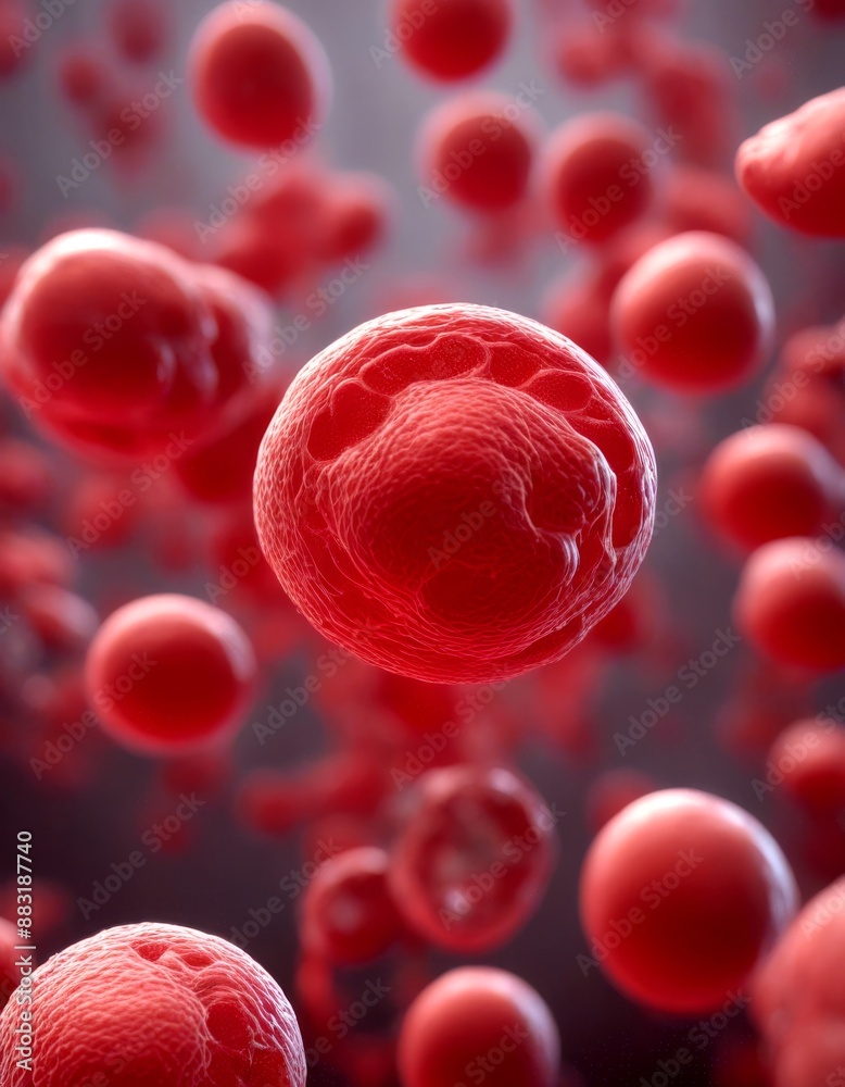 rendering blood field generated flowing 3d cells ai red direction ...