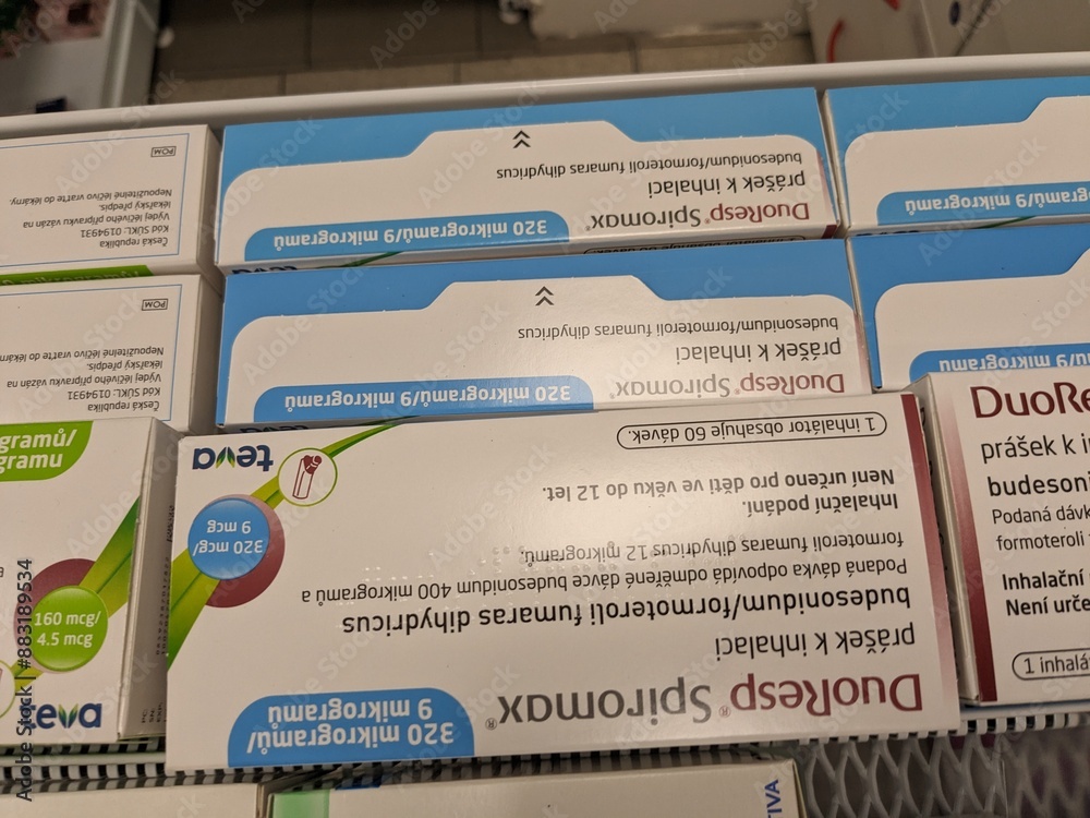 Prague, Czech Republic - July 10 2024: DUORESP SPIROMAX box of ...