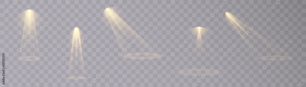 Spotlight. Set of vector isolated light effects of yellow spotlight ...