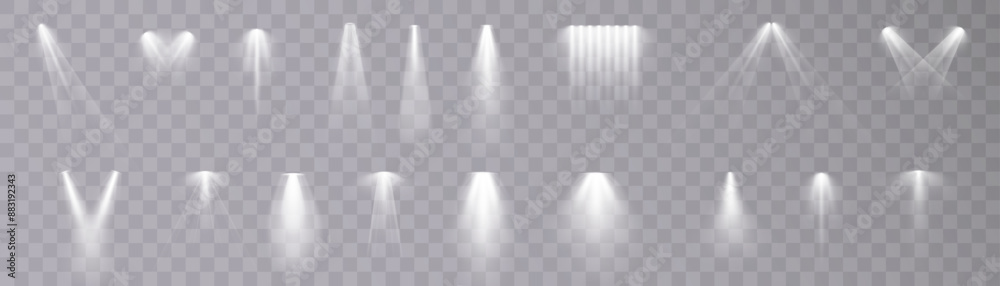 Spotlight. Set of vector isolated spotlight light effects. White ...