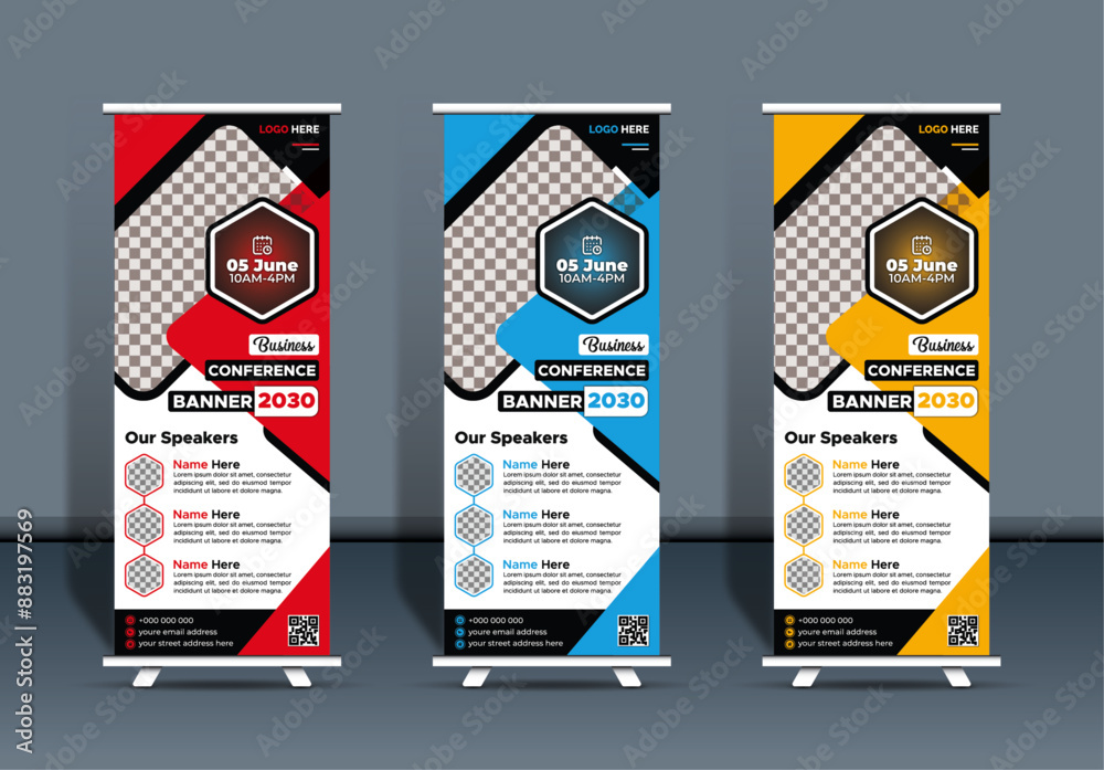 Corporate conference business roll up banner design pull up signage ...