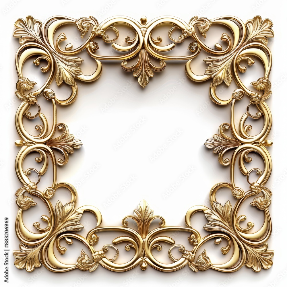 Square vintage gold frame with inverted rounded corner isolated on ...