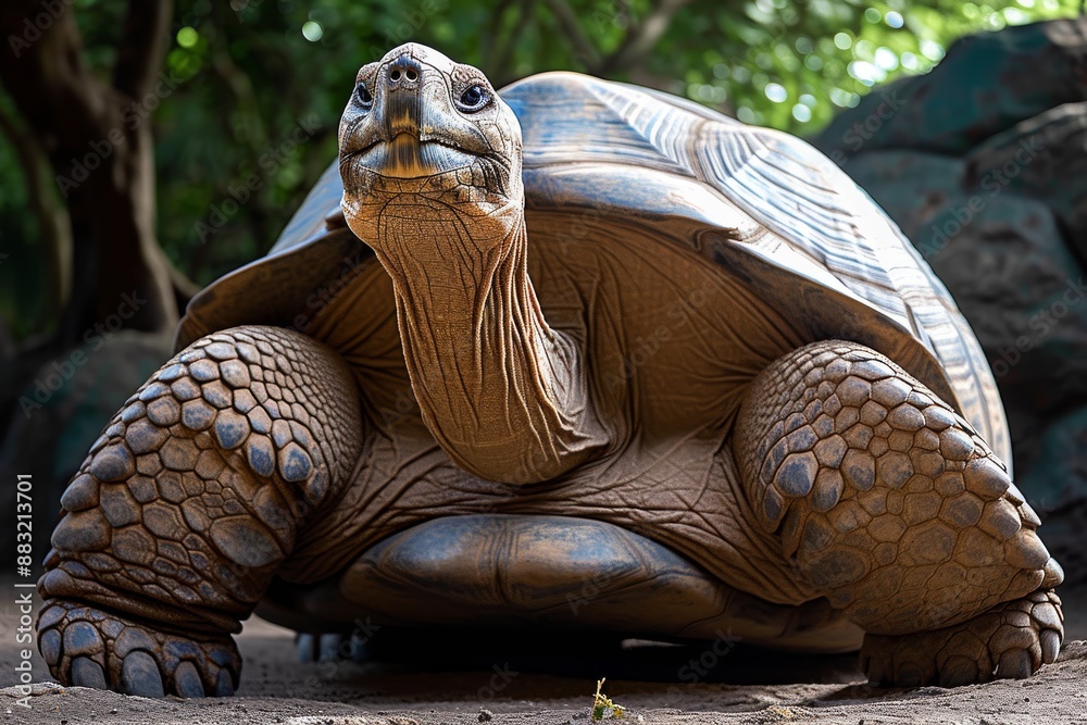 Big tortoise Galapagos giant tortoise is the largest living species of ...