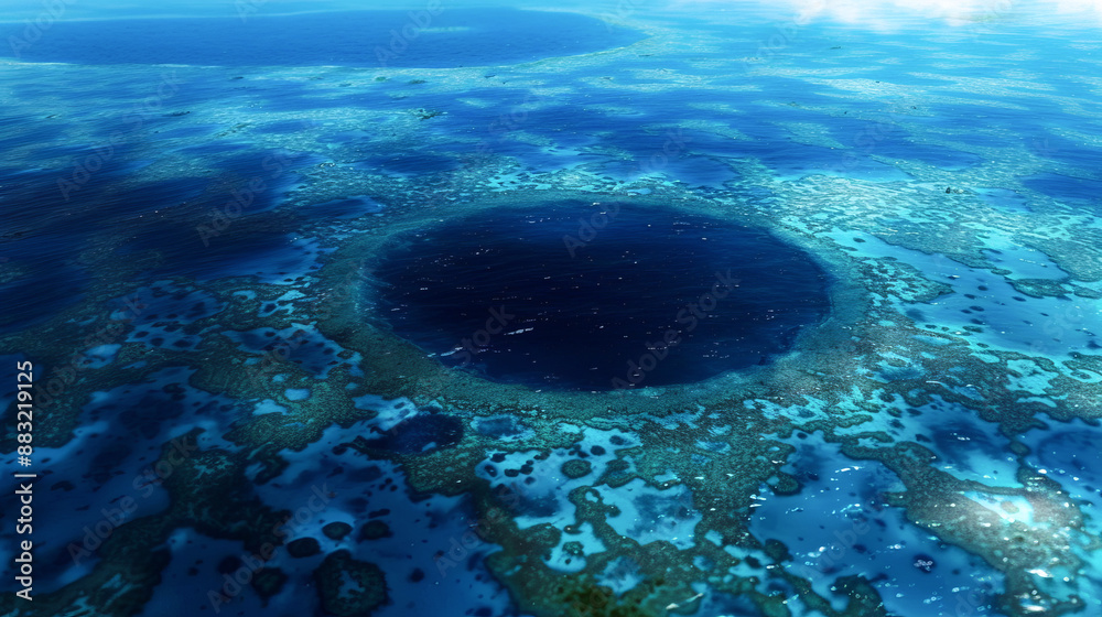 Aerial View of the Great Blue Hole in Belize Barrier Reef, Crystal ...