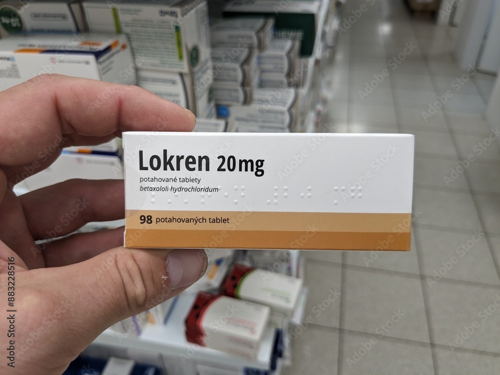 Prague, Czech Republic - July 10 2024: LOKREN box of medication with ...
