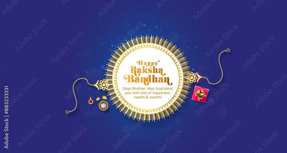 Happy Raksha bandhan. Wishes card of Indian Rakhi festival. Stock ...