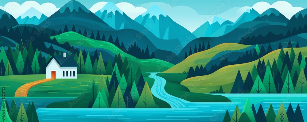 Water cycle illustration showing hydrologic circulation, streams, and ...