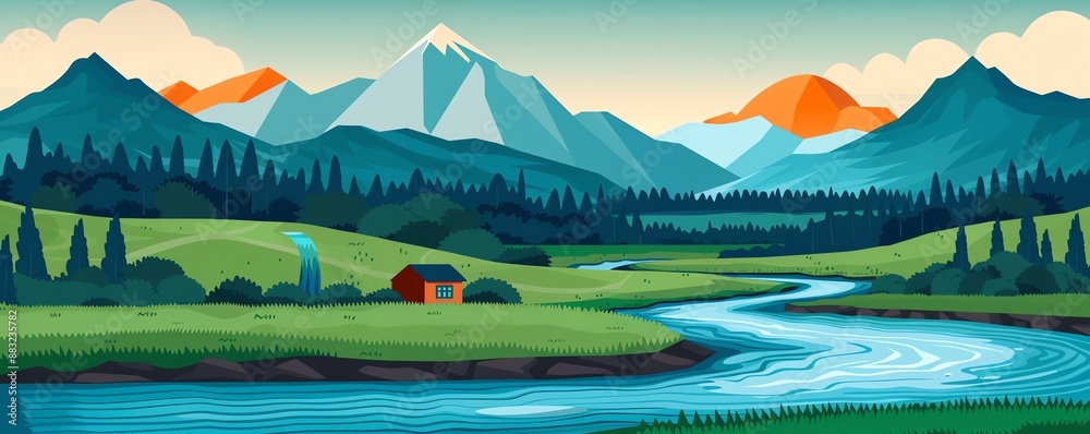 Water cycle illustration showing hydrologic circulation, streams, and ...