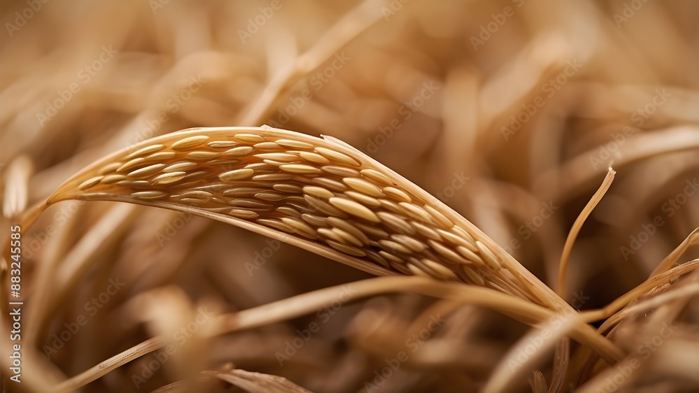 A close-up view of a single rice seed, its intricate details and ...