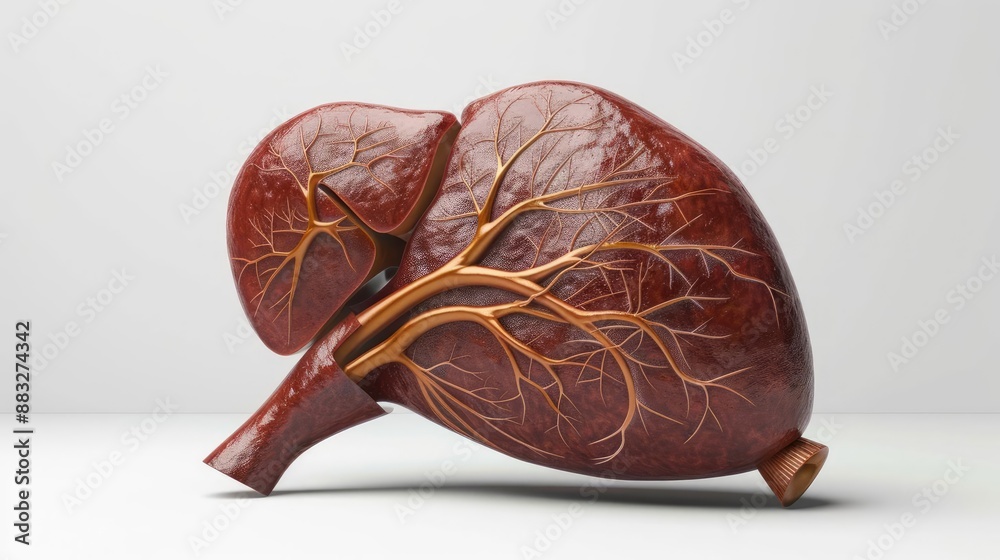 3D depiction of human liver anatomy, isolated on white background Stock ...