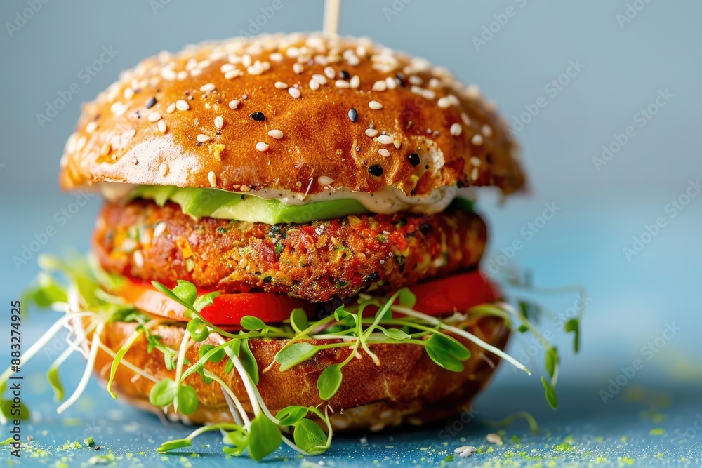 Veggie Delight Smash Burger made of crispy smashed veggie patty with ...