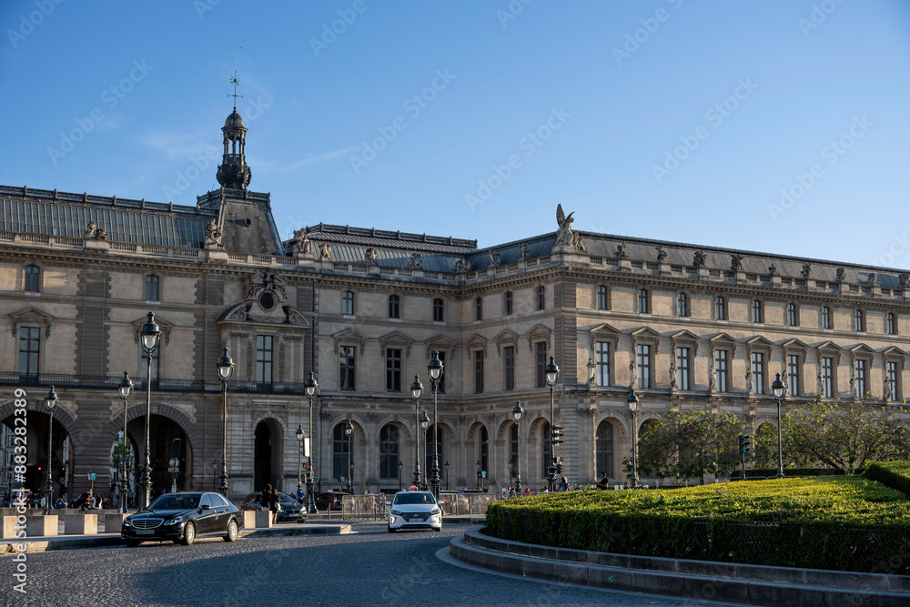 The Louvre, on the right bank of the Seine, in Paris, France's national ...