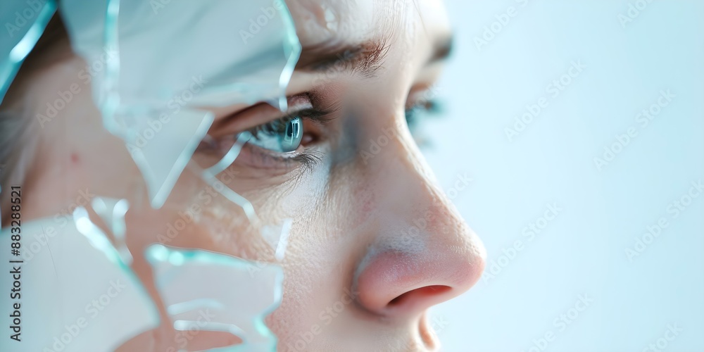 Abstract art depicting mental illness with fragmented images and ...