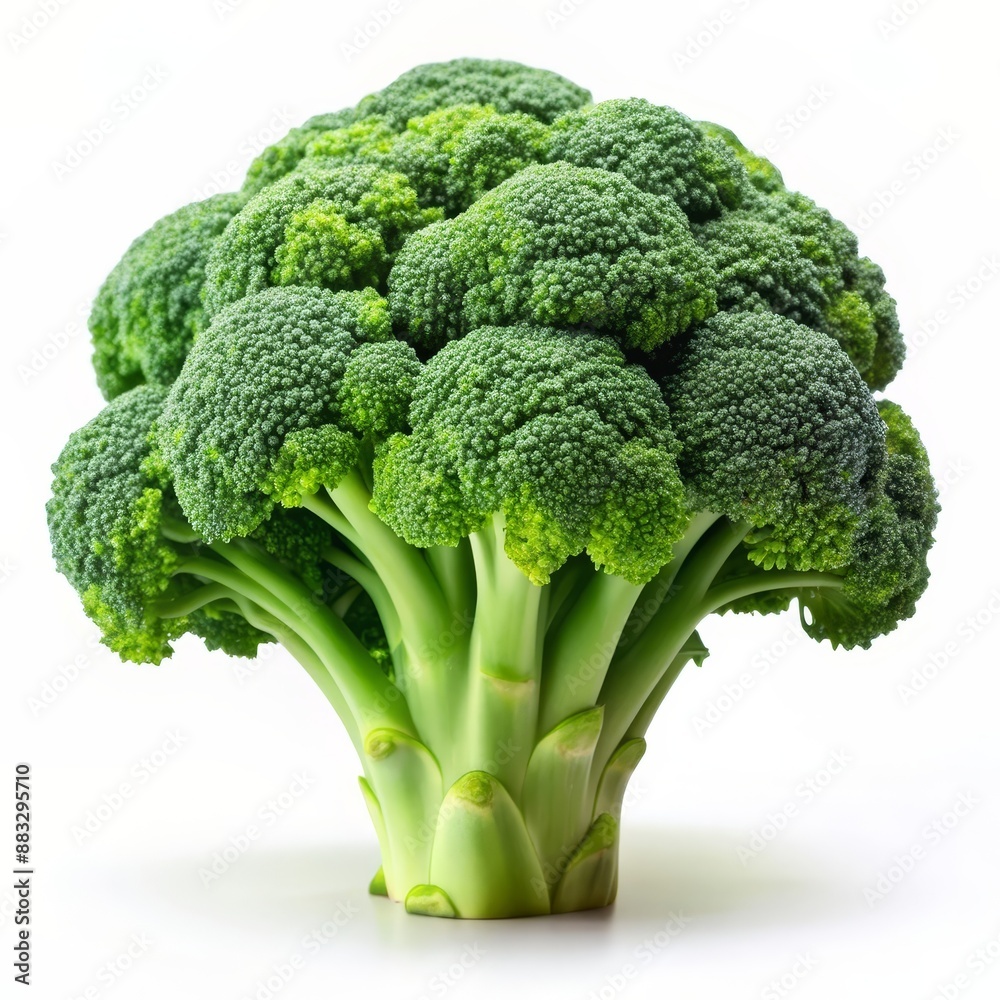 Fresh and Vibrant Broccoli Florets on a White Background - This image ...