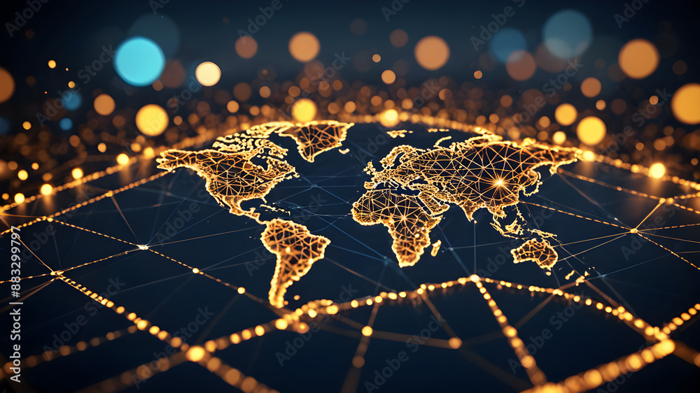 Continent world map. Outline World Map Background. Global network ...