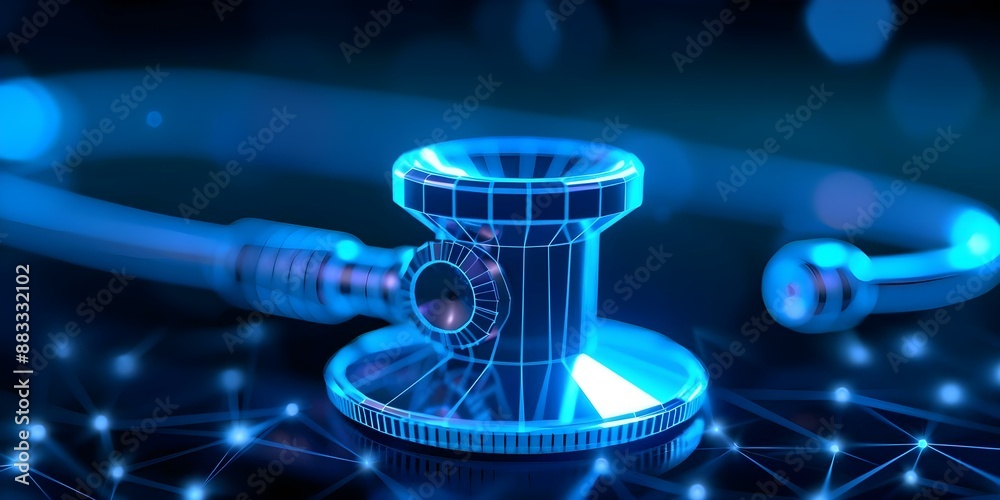 Creating a low poly wireframe of a stethoscope for monitoring ...