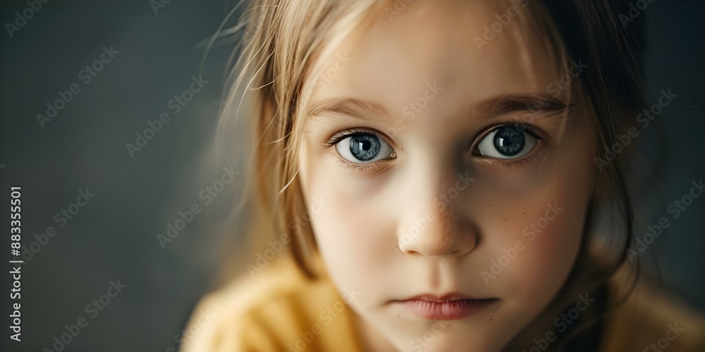 Closeup photo of a young girl with a look of despair. Concept Portrait ...