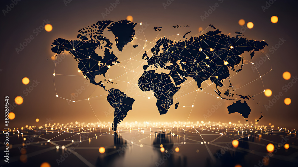 Continent world map. Outline World Map Background. Global network ...