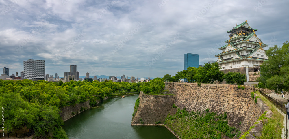 Remains of the main tower, ramparts and moat of Osaka Castle, Chūō-ku ...