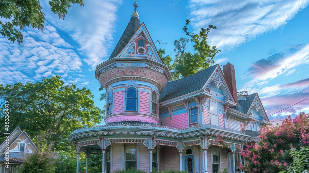 The whimsical, fairy-tale inspired turret of a Suburban Victorian home ...